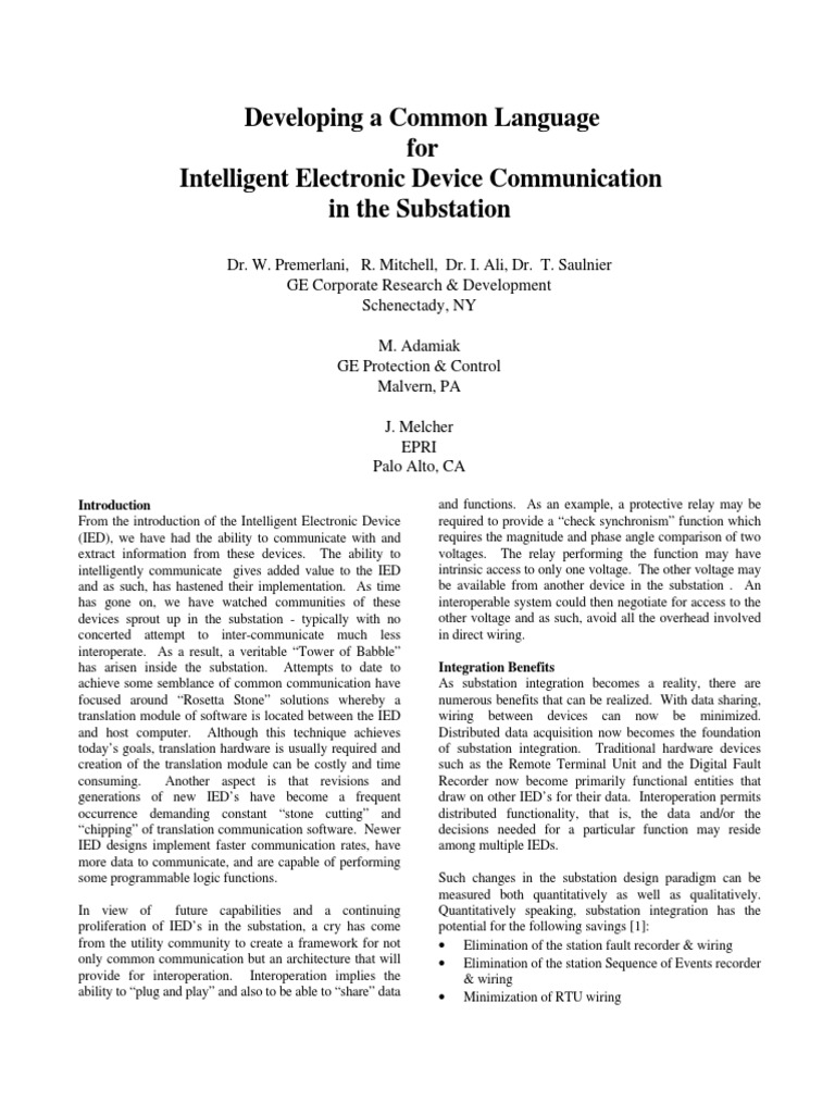 Developing A Common Language For IED Communications in The S | PDF | Class (Computer Programming ...