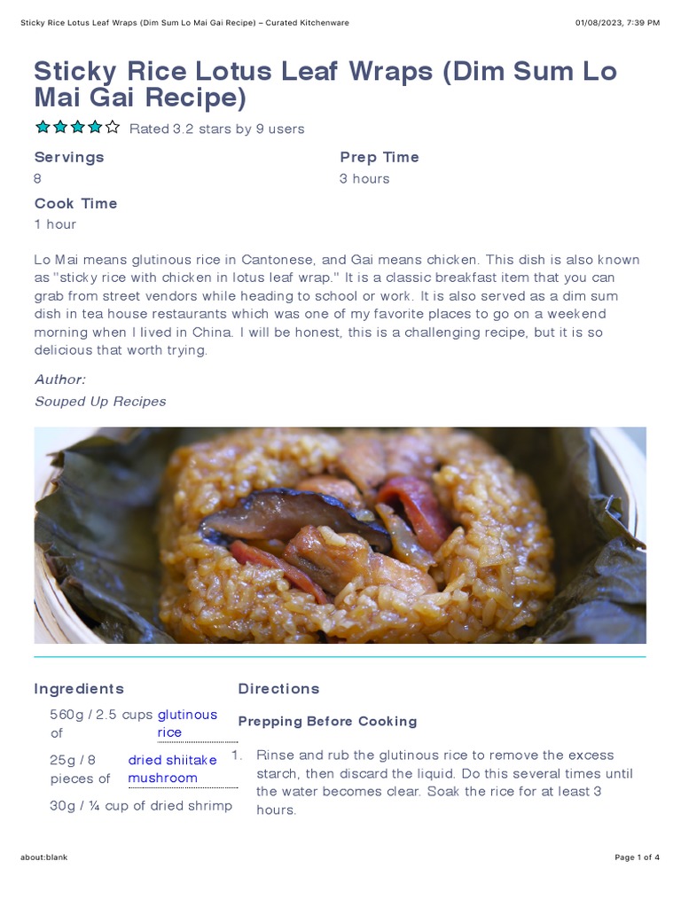 Sticky Rice Lotus Leaf Wraps (Dim Sum Lo Mai Gai Recipe) - Curated ...