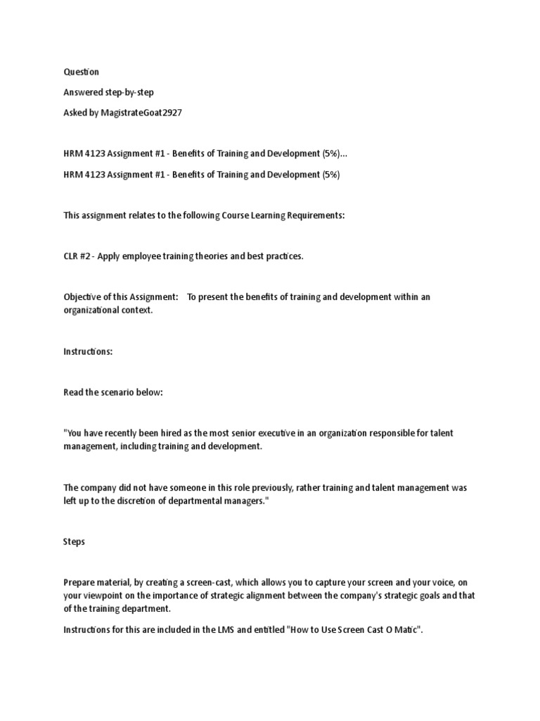 Question 1 | PDF | Employment | Goal