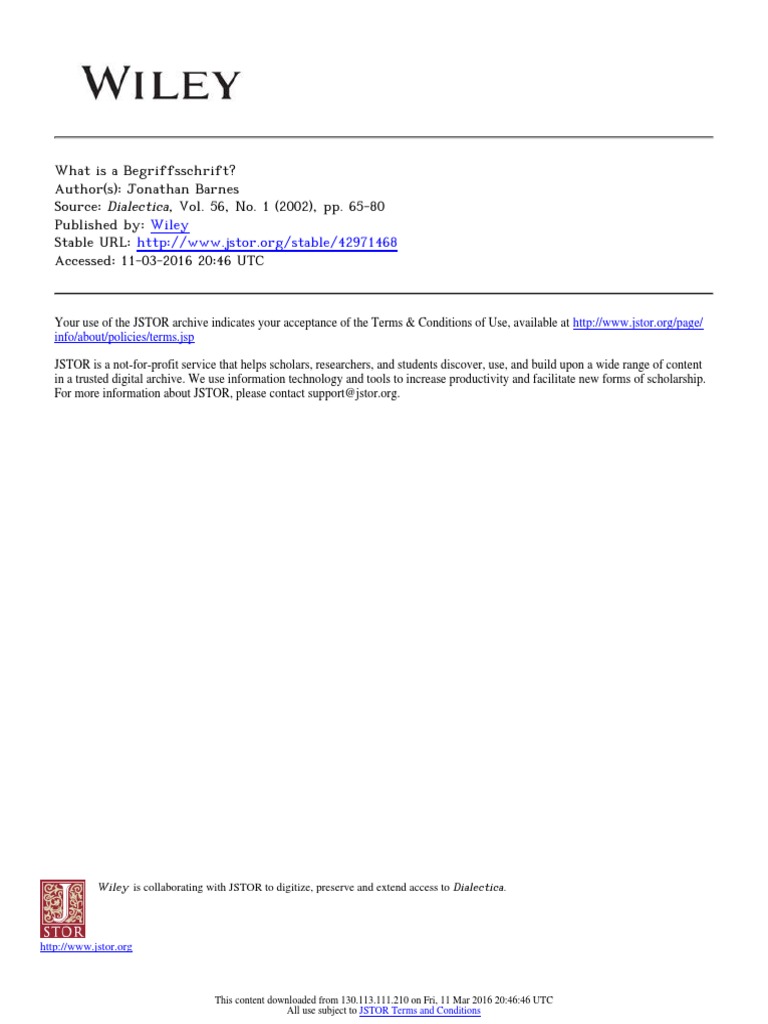 What Is A Begriffsschrift - Jonathan Barnes | PDF | Gottlob Frege | Concept