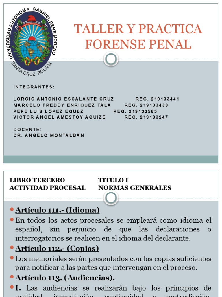 Taller y Practica Forense Penal Diapositiva | PDF | Ley procesal | Juez