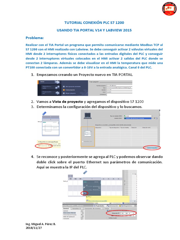 Tutorial Conexión Plc S7 1200 Con Labview Pdf Poco Protocolos De