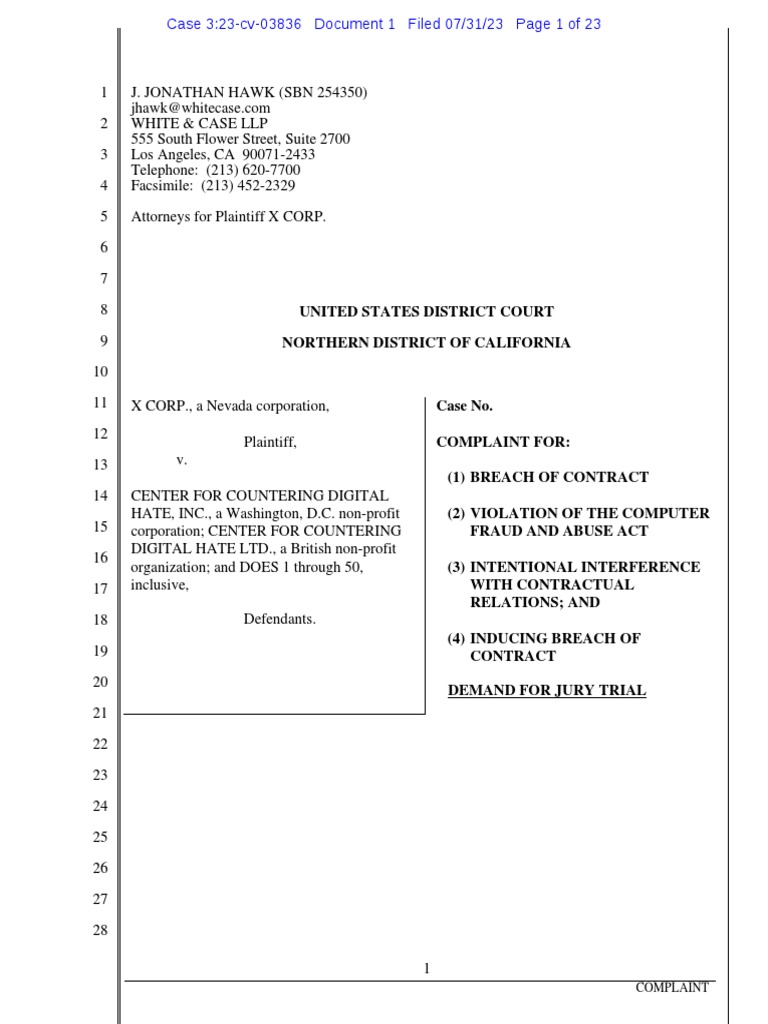 X Lawsuit Against CCDH | PDF | Social Media | Popular Culture & Media ...