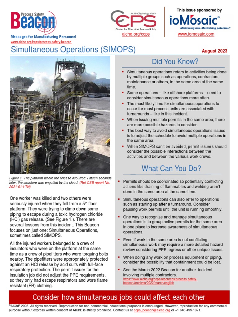 August CCPS Process Safety Beacon | PDF