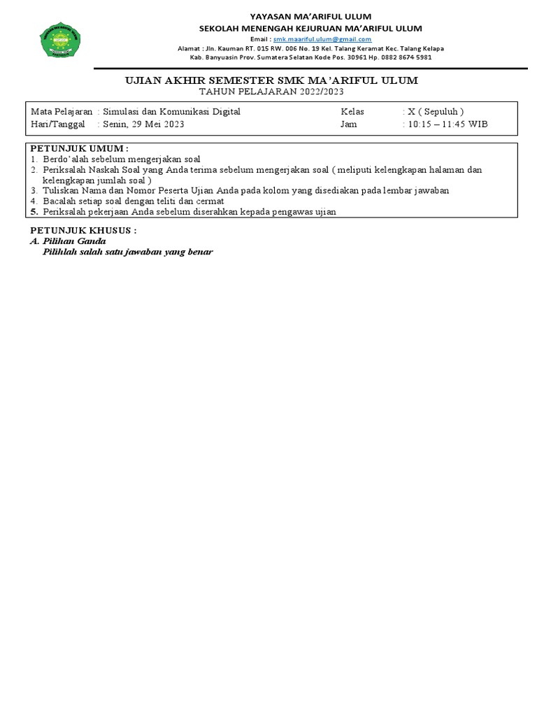 Soal Us Simdig SMK | PDF