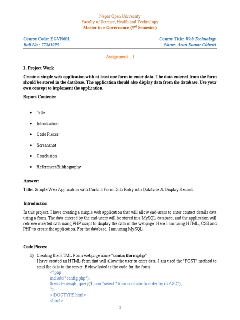 EGVN 601 Assignment 1 - Solution | PDF