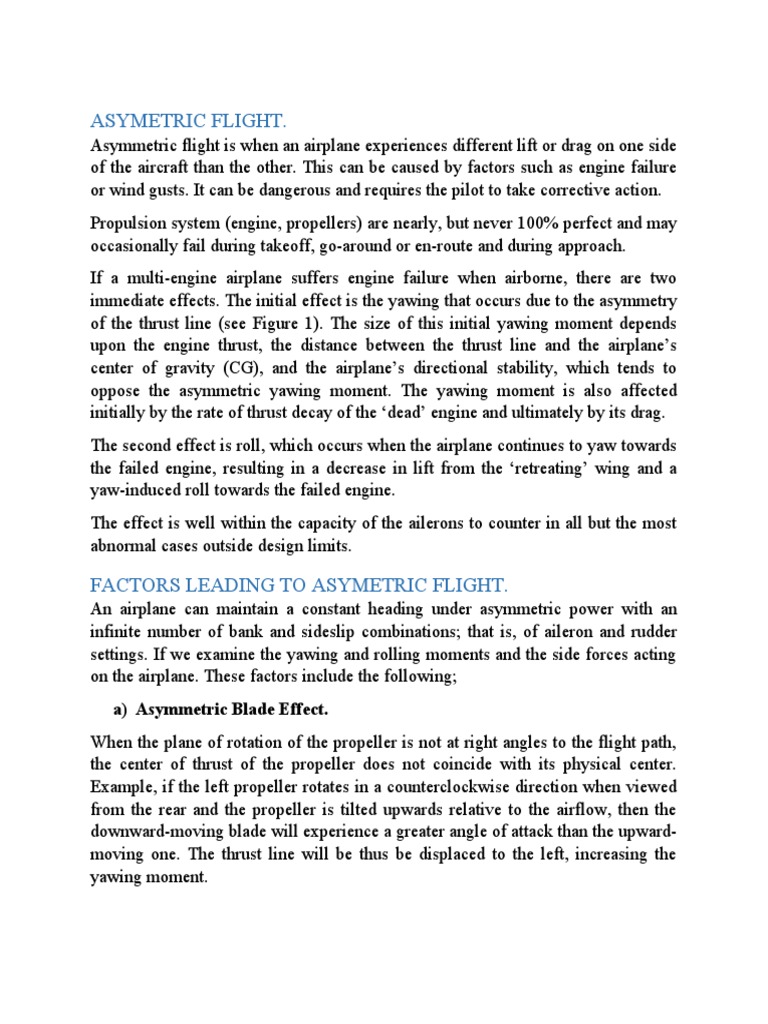 Asymetric Flight | Download Free PDF | Aircraft | Mechanical Engineering
