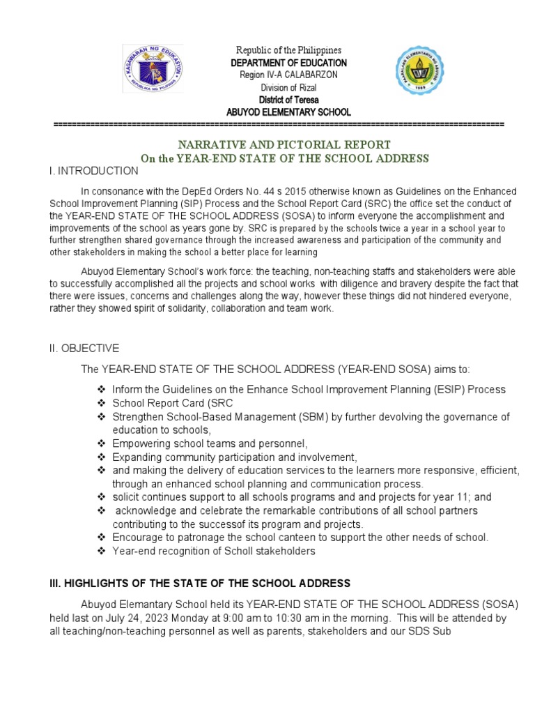 YEAR End SOSA Narrative | PDF