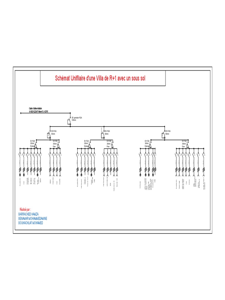 Schémat Unifilaire de Villa R+1 Avec Un Sous Sol | PDF