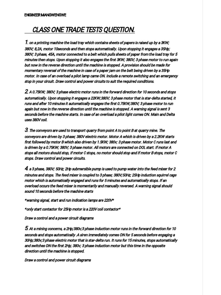 Trade Test Class 1 | PDF