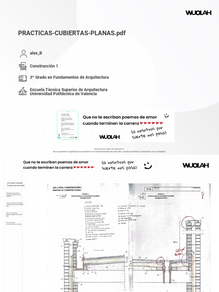 Wuolah Free PRACTICAS CUBIERTAS PLANAS | PDF