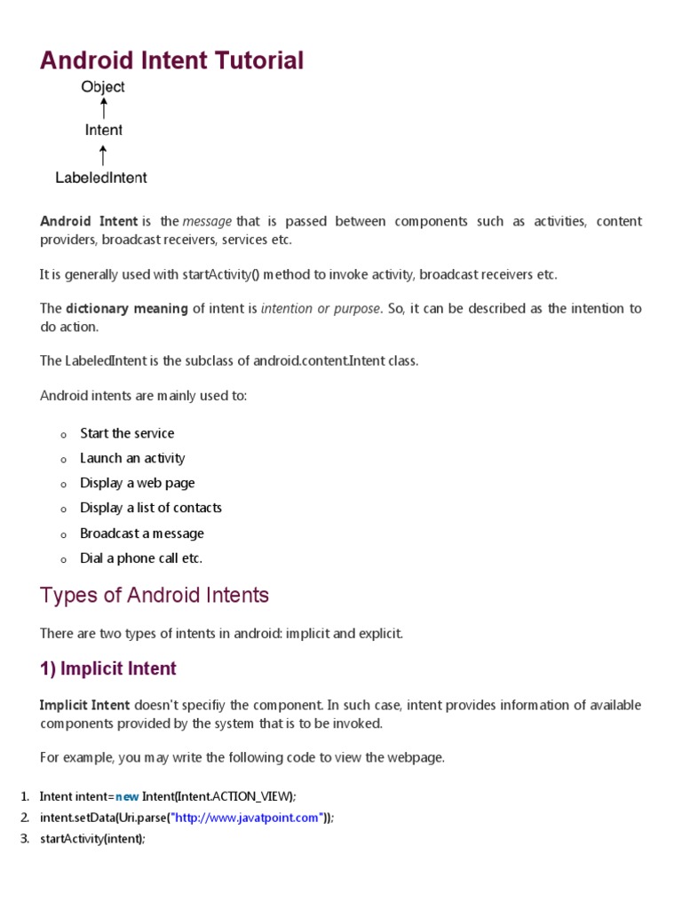 Android Intent Examples and Lifecycle | PDF | Accelerometer | Android ...