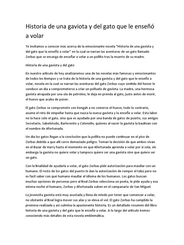 La gaviota y el gato que la enseñó a volar | PDF | Gatos