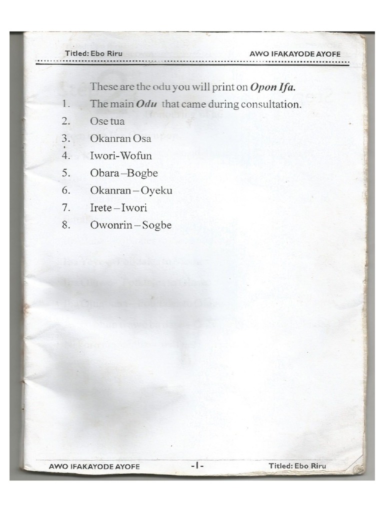 Ebo Riru Oyo Nigeria | PDF