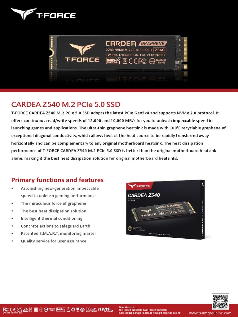 T-FORCE CARDEA Z540 M 2 PCIe5 0 SSD EDM - EN | PDF | Solid State Drive | Operating System