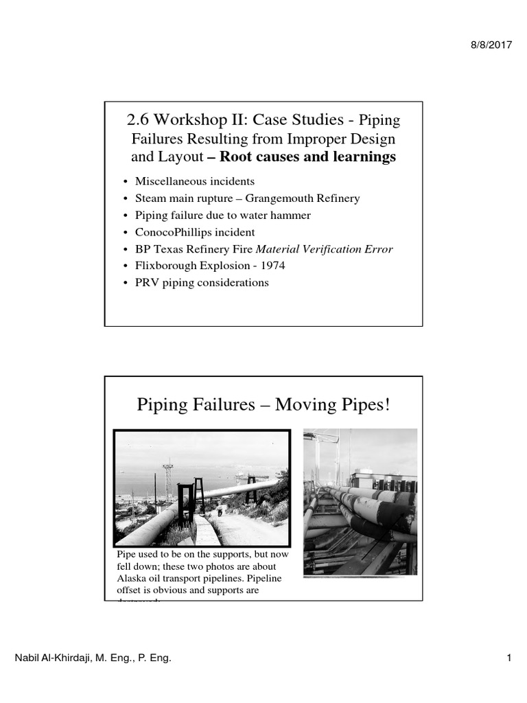 2.6 Workshop II - Case Studies - Piping Failures Caused by Poor Design ...