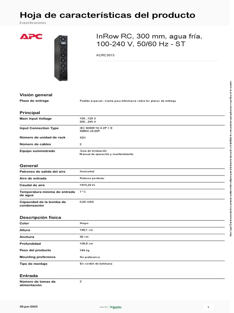 Uniflair Chilled Water InRow Cooling - ACRC301S | PDF