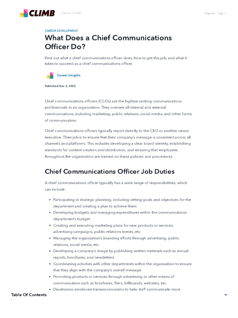 What Is A Chief Communications Officer Good For? | PDF