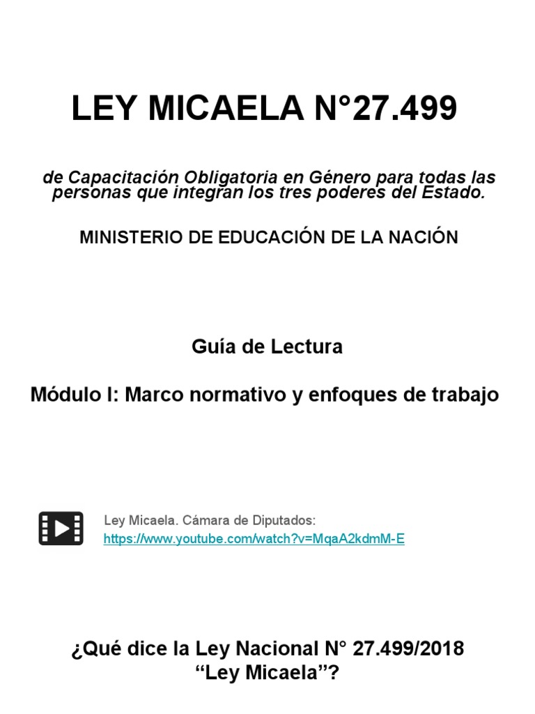 Guia de Lectura - Modulo I - Capacitación Ley Micaela | PDF