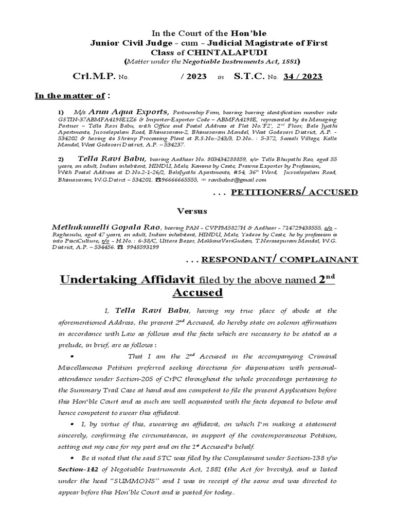 Undertaking Affidavit | Download Free PDF | Affidavit | Justice