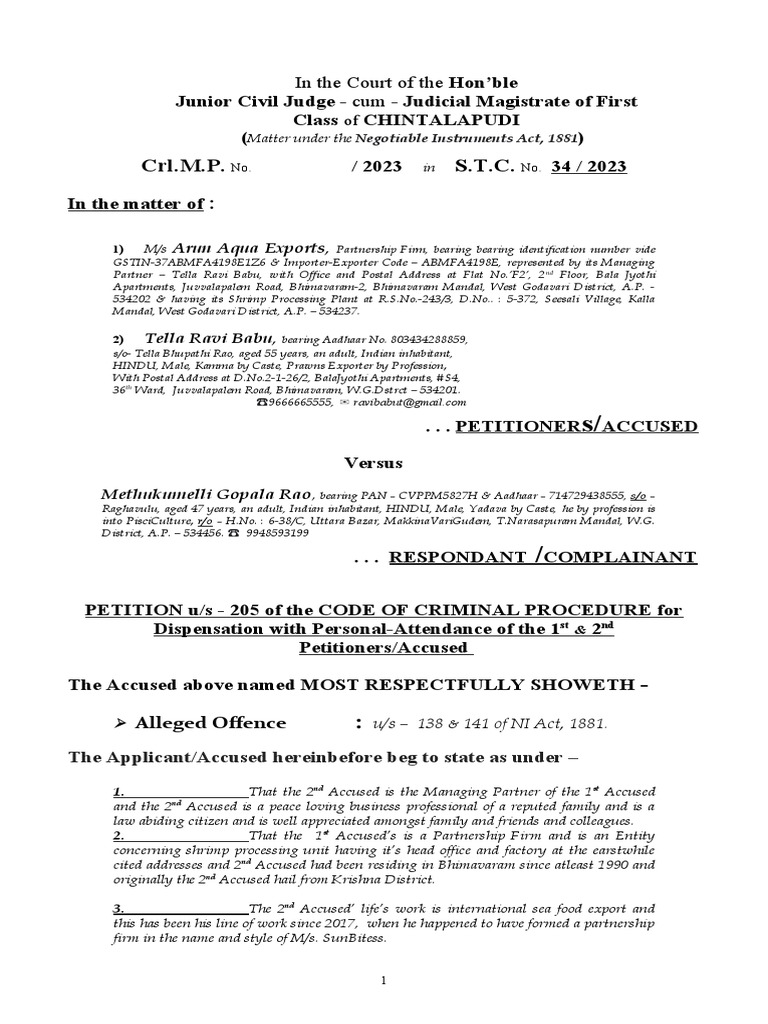 Section 205 Petition | PDF | Physical Therapy | Crimes