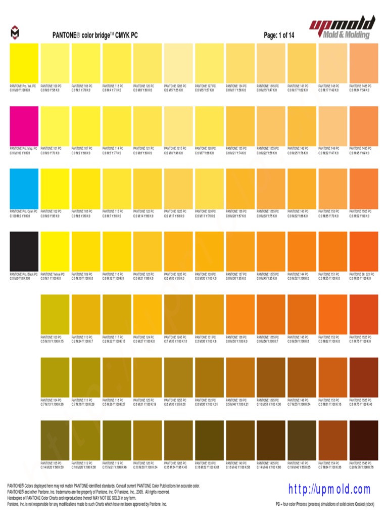 Pantone - CMYK Color Chart | PDF | Impresión | Publicación