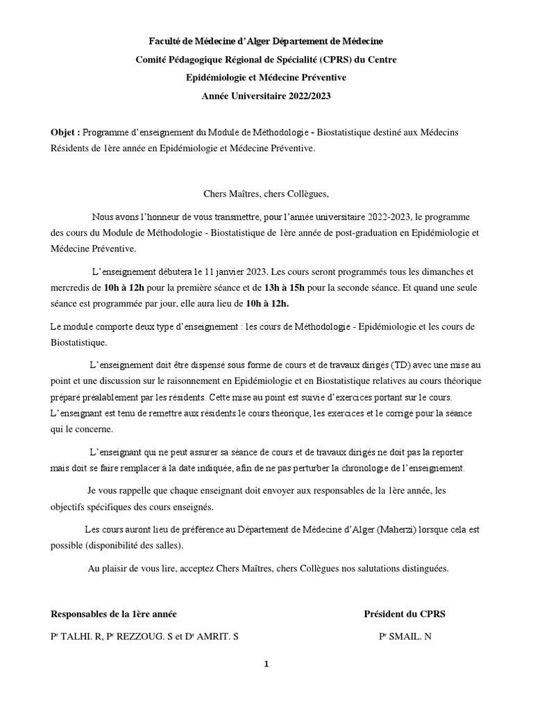 Programme Cours A1 2022 2023 | PDF