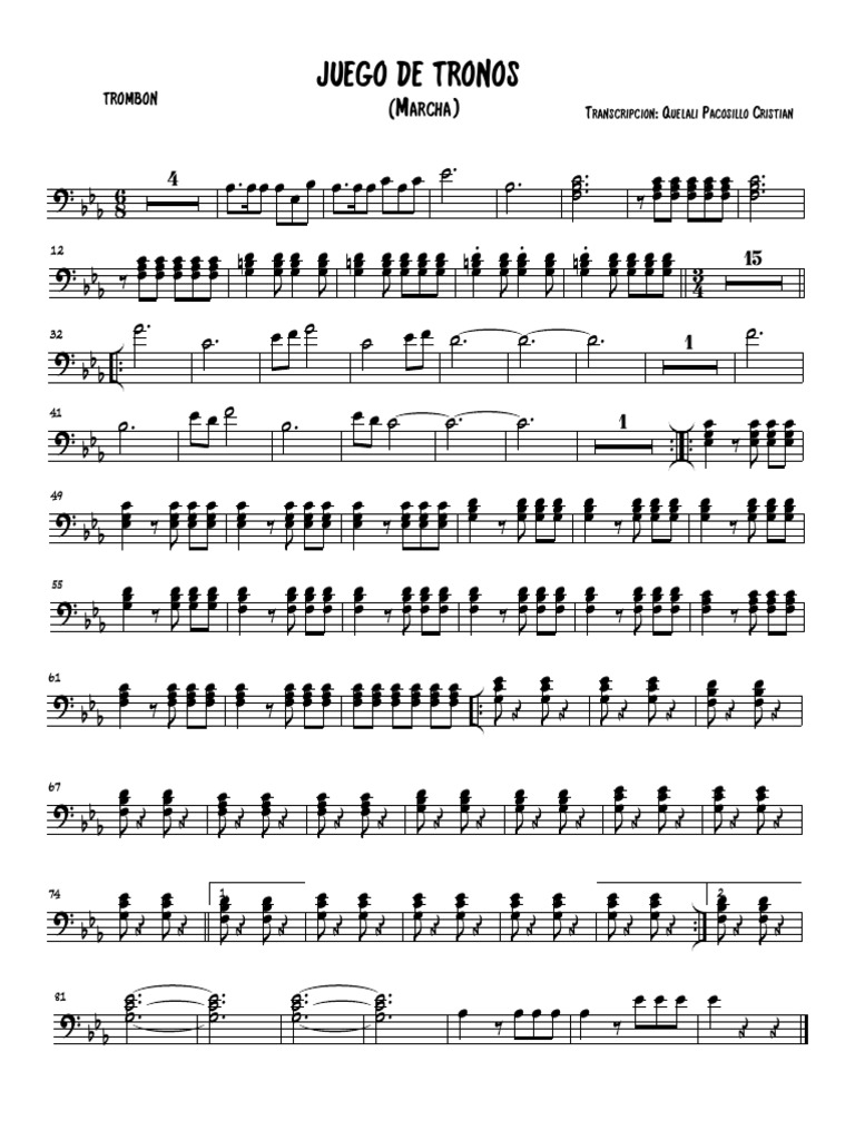 Marcha Juego de Tronos Cris - Trombone | PDF