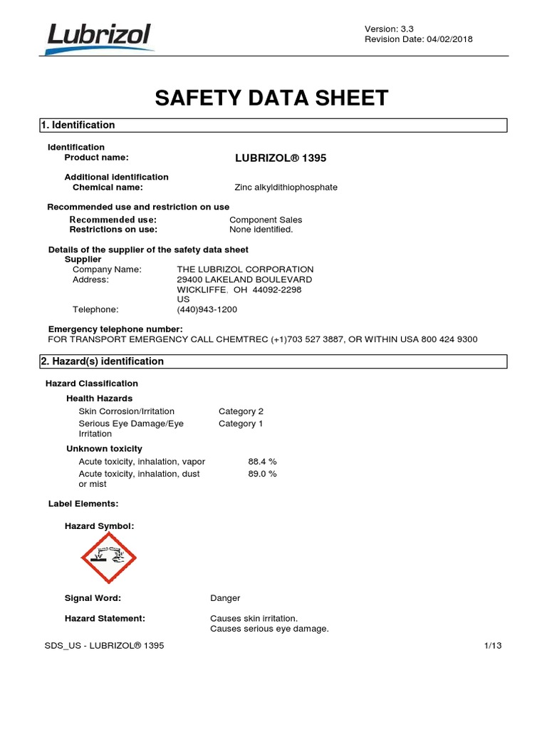 Lubrizol Lubriz0l1395 | PDF