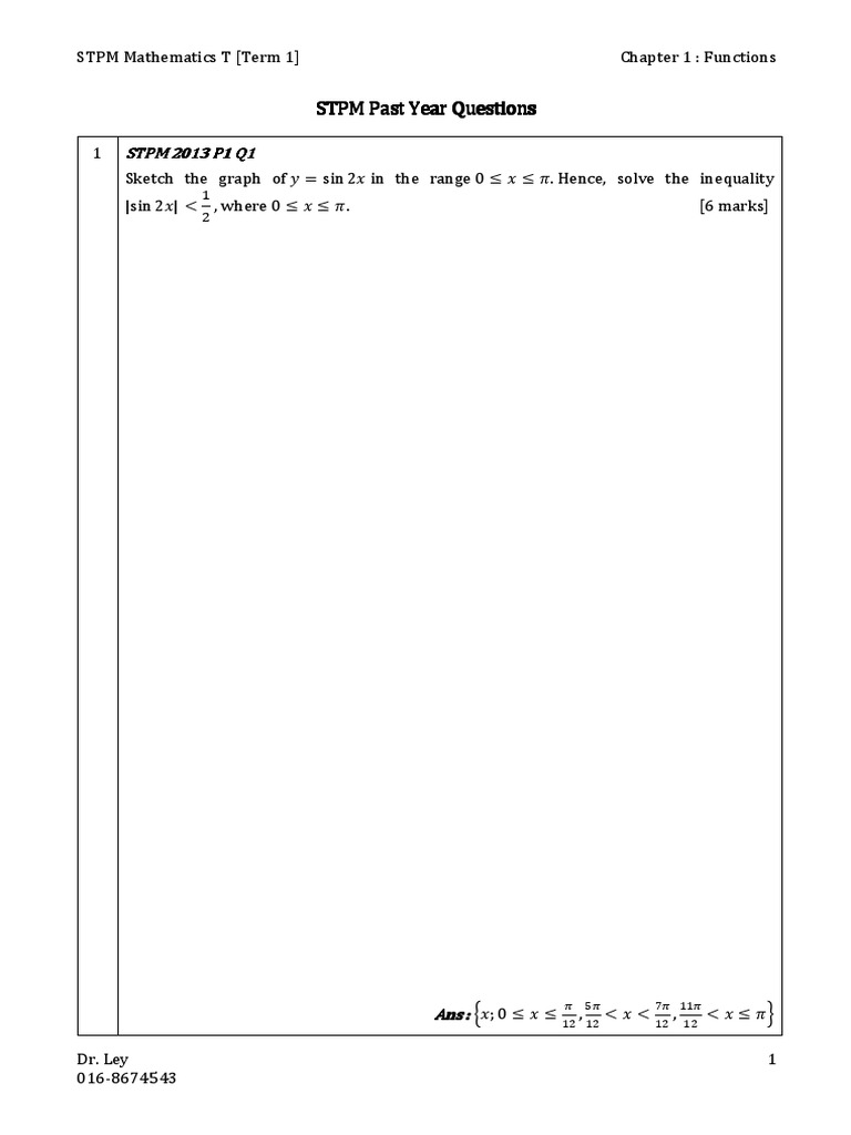 STPM Mathematics T Functions Guide | PDF
