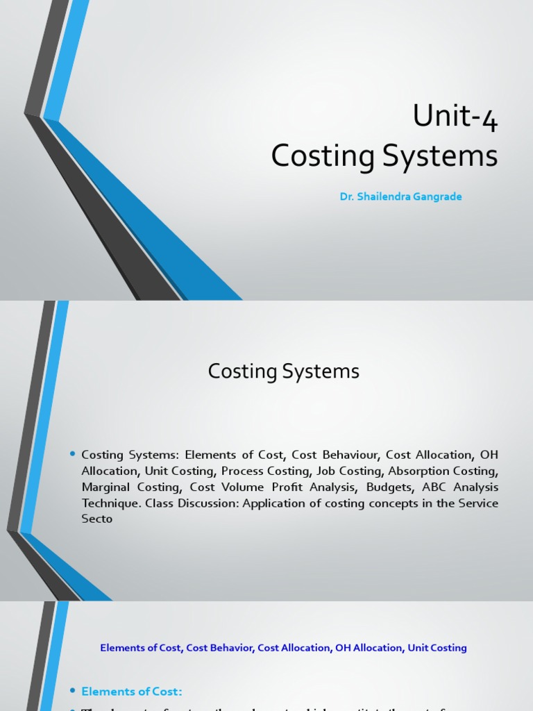 Unit 4 Costing Systems-1 | PDF
