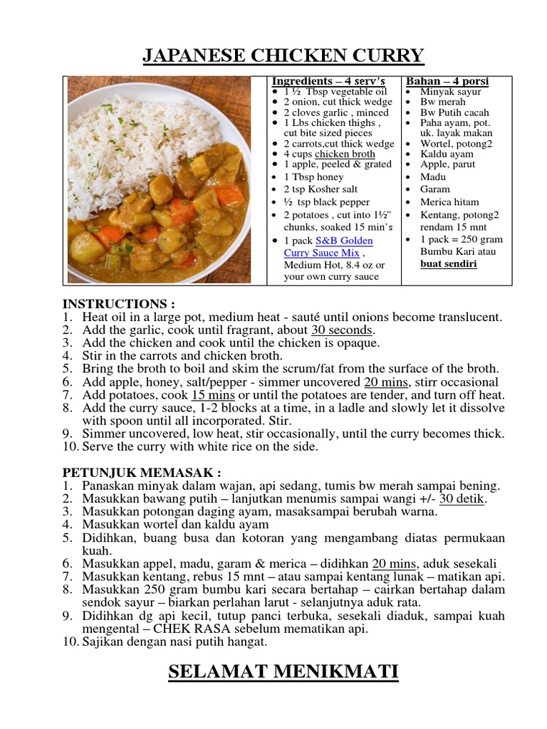 Chicken Curry Japanese PDF | PDF | Curry | Western Cuisine