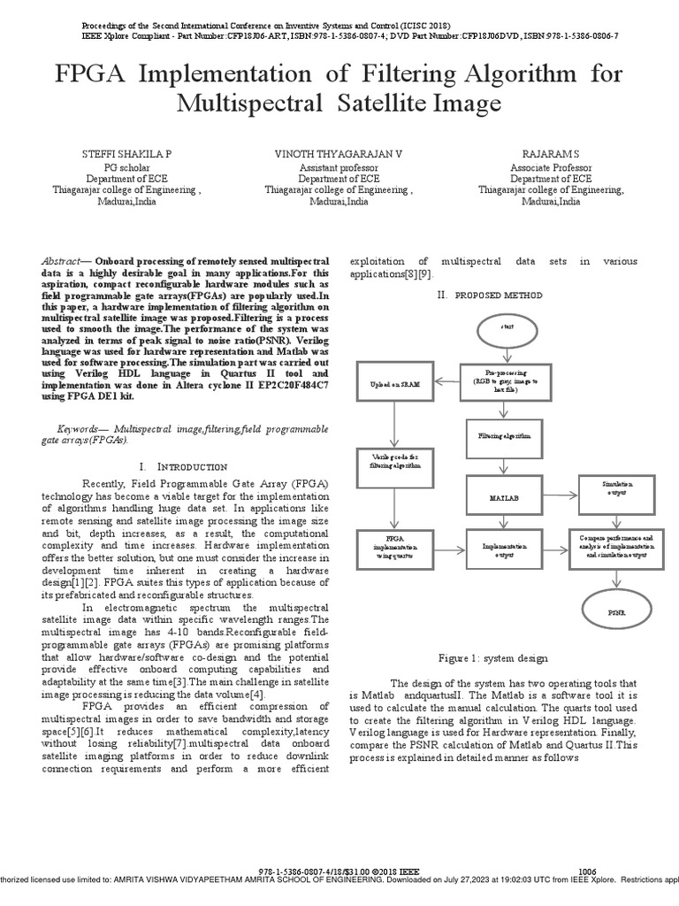 2018 Fpga Implementation Of Filtering Algorithm For