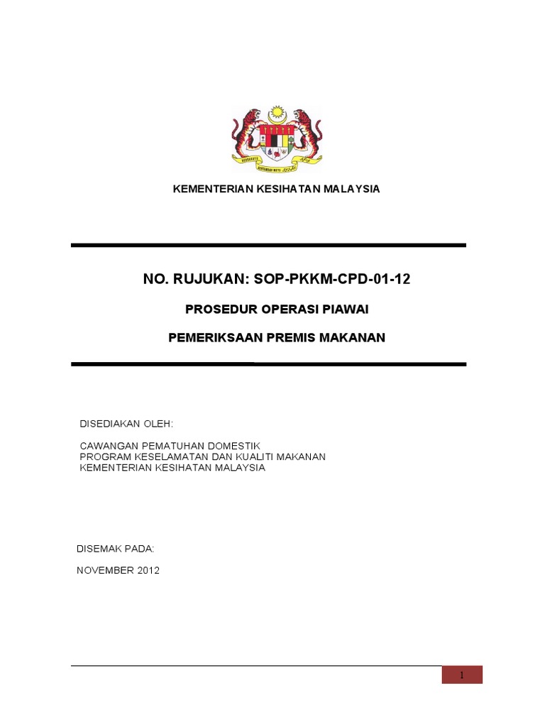 SOP Pemeriksaan Premis Makanan | PDF
