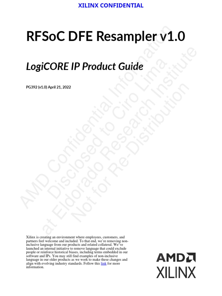 pg392 Rfsoc Dfe Resampler - v1 0 - WTMKX | PDF
