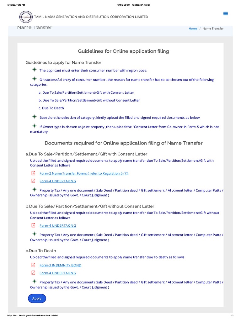 Name Transfer Guidelines | PDF