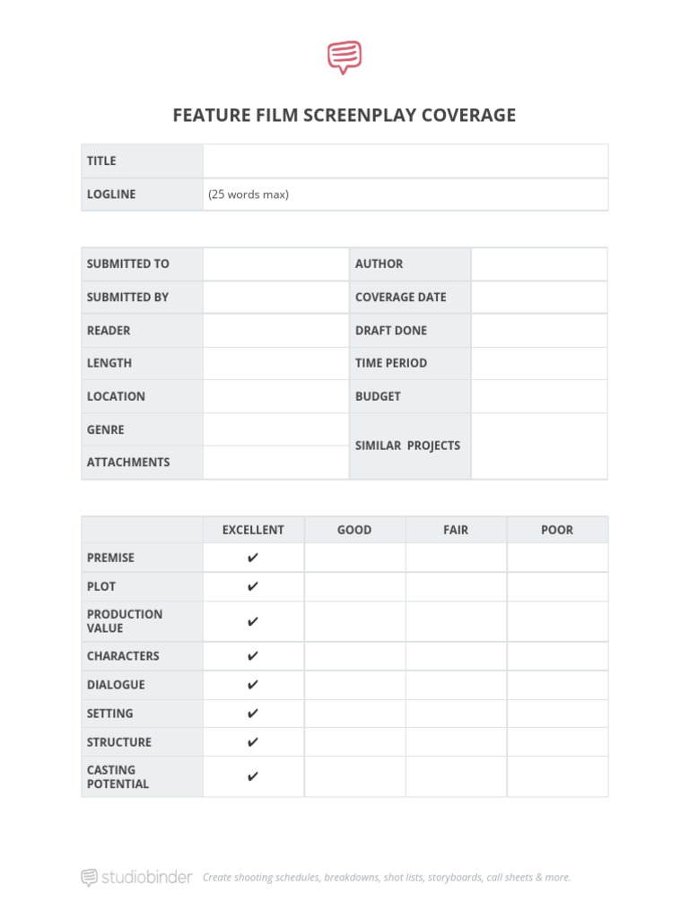 Copia de Free Script Coverage Template - StudioBinder | PDF