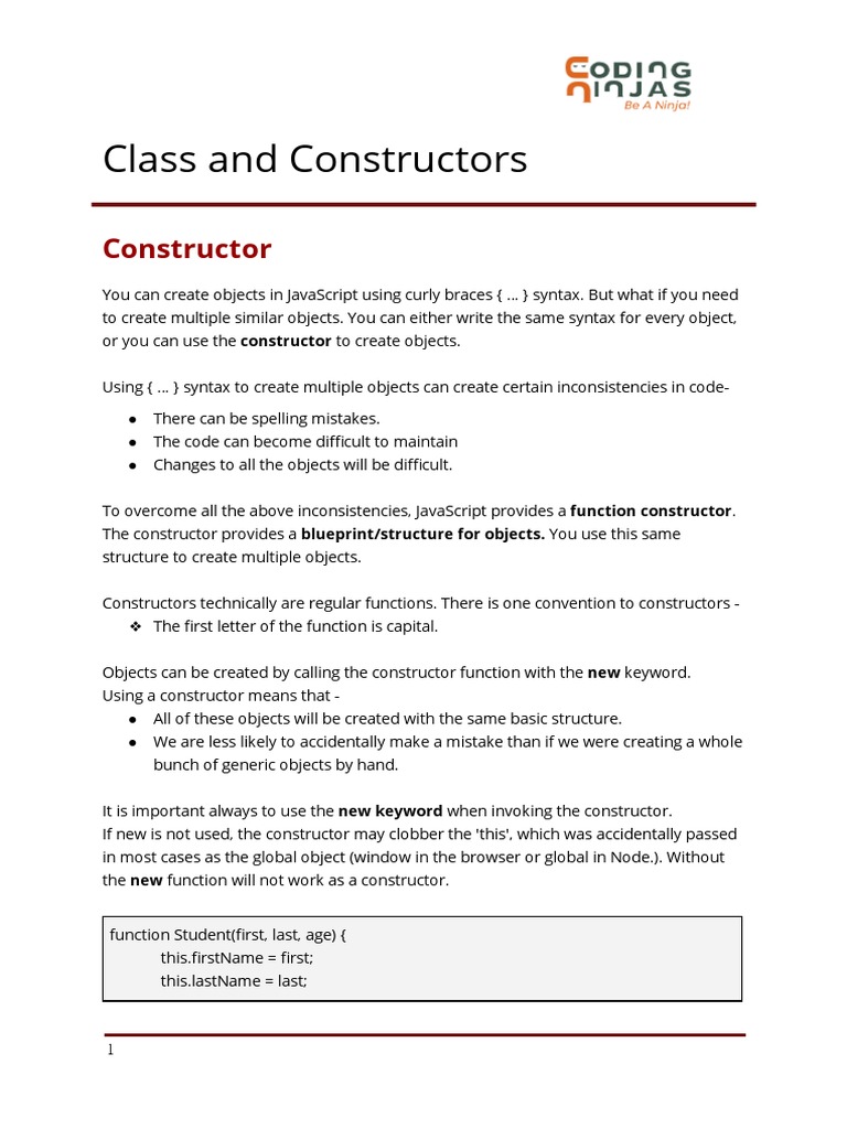 Classes and Constructors | PDF Classes and Constructors | PDF