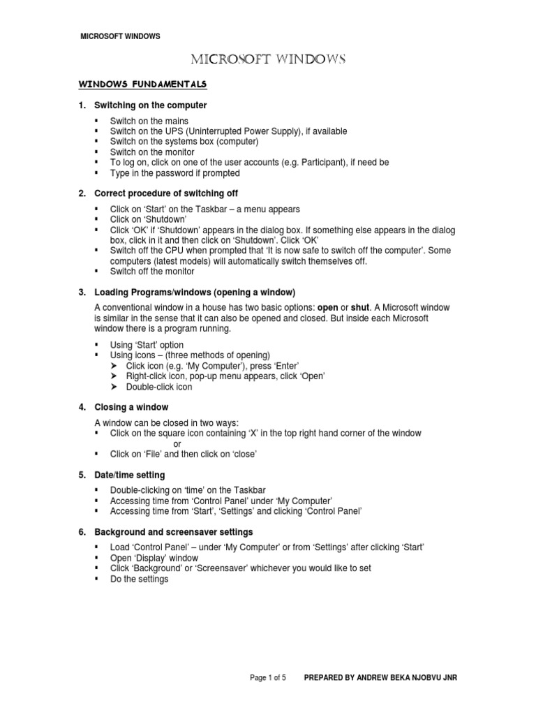 Introduction To Microsoft Windows | PDF