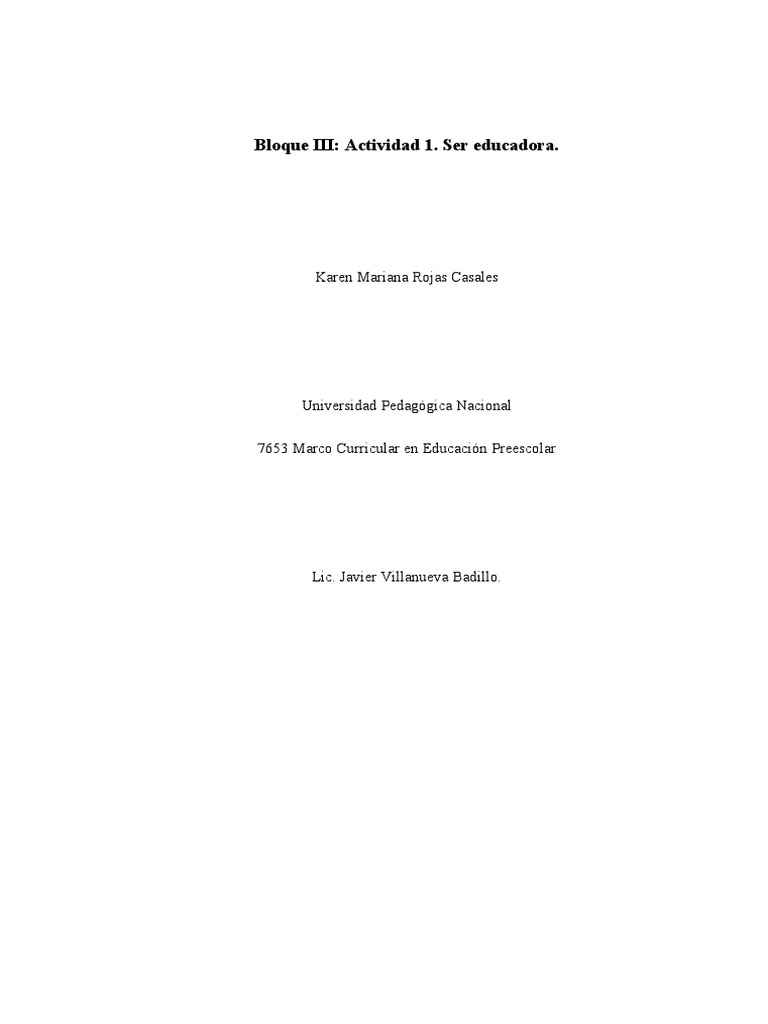 Bloque3.act, 1 Ser Educadora | PDF