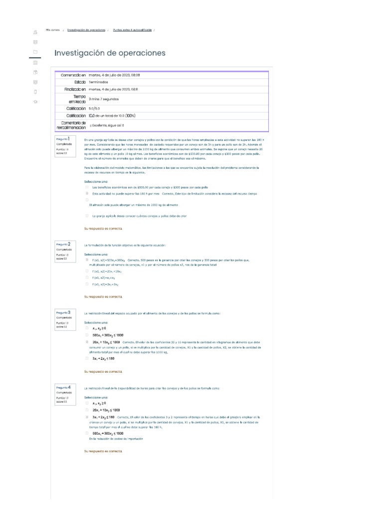 AUTOCALIFICABLES SEMANA 04 Investigacion de Operaciones | PDF