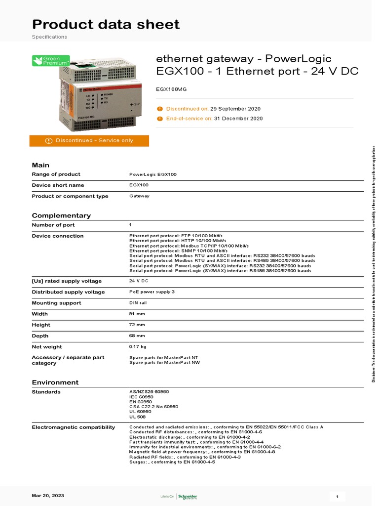 PowerLogic EGX100 - EGX100MG | PDF