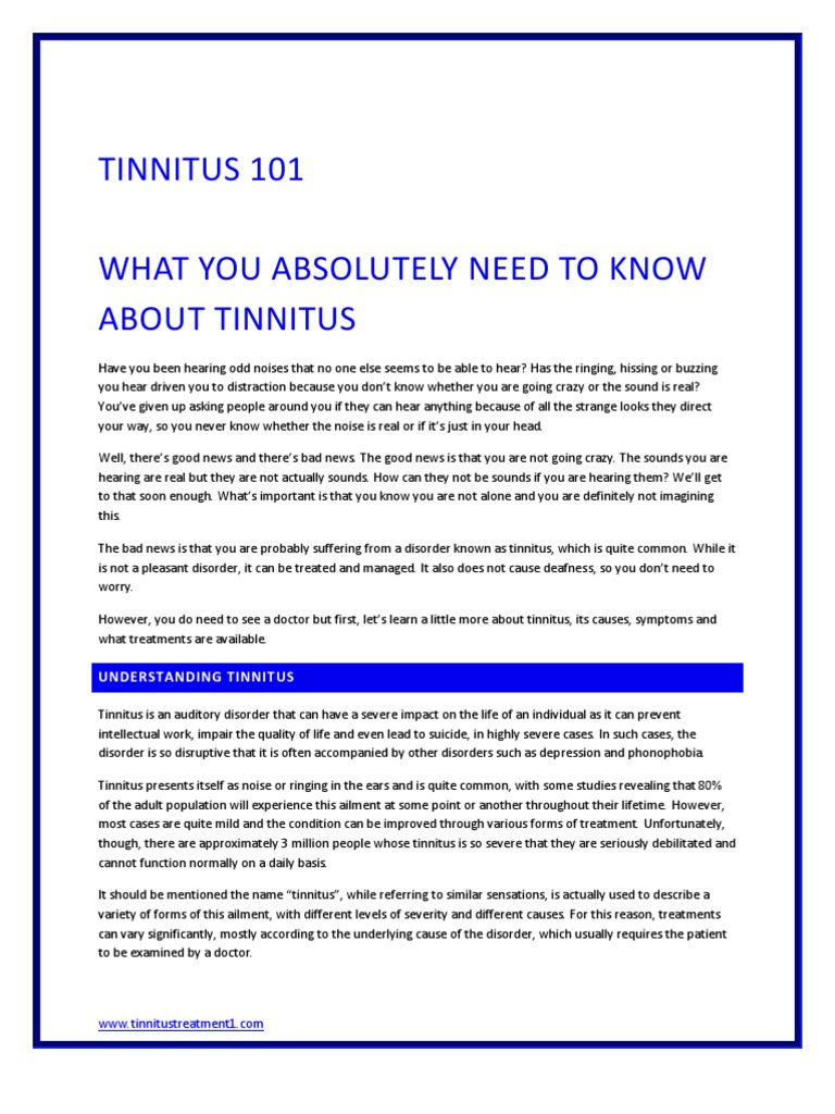 Tinnitus 101 What You Absolutely Need To Know About Tinnitus | PDF ...
