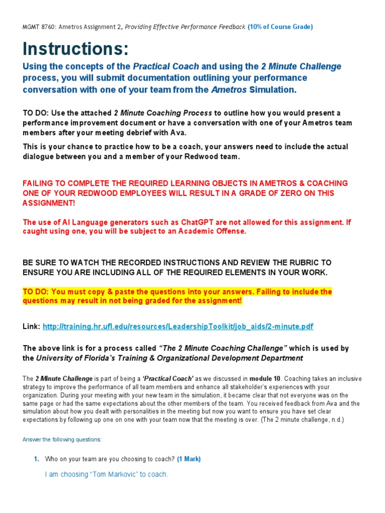 Effective Coaching Feedback Instructions S231 | PDF | Motivation | Motivational