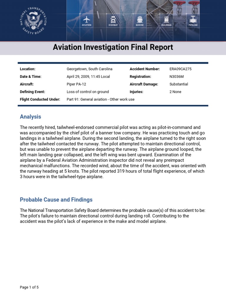 NTSB Report On July 1995 Accident | PDF