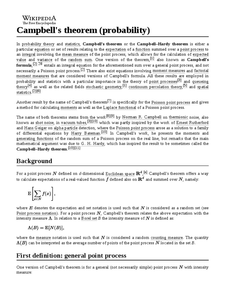 Campbell's Theorem (Probability) | PDF