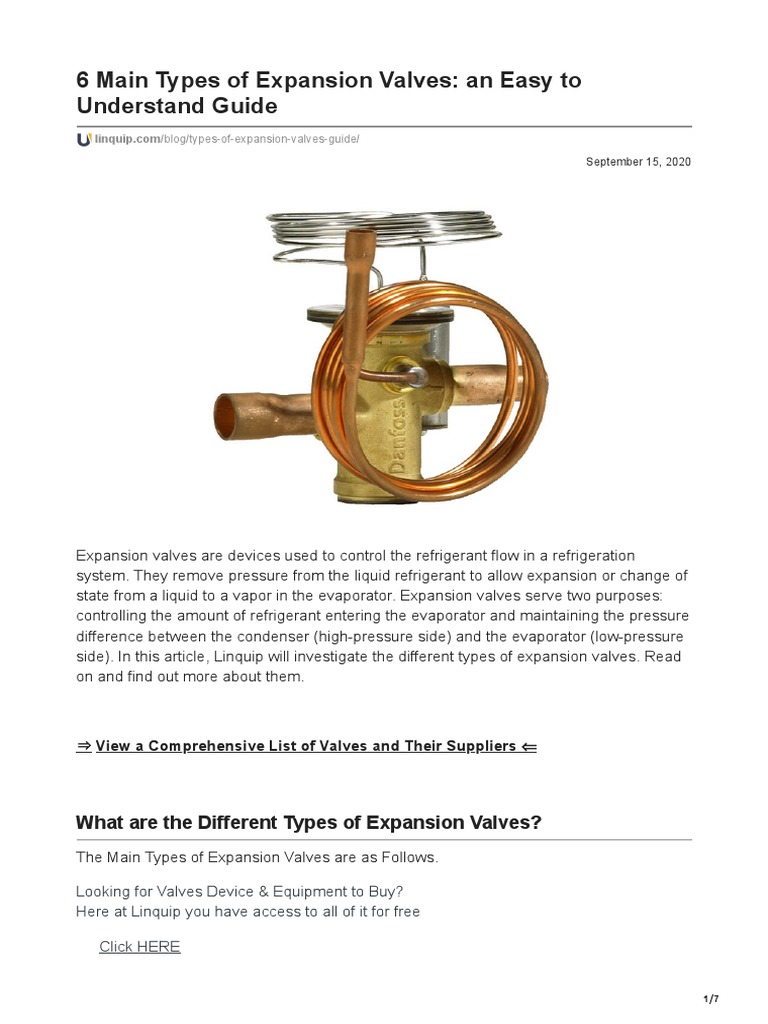 6 Main Types of Expansion Valves An Easy To Understand Guide | PDF