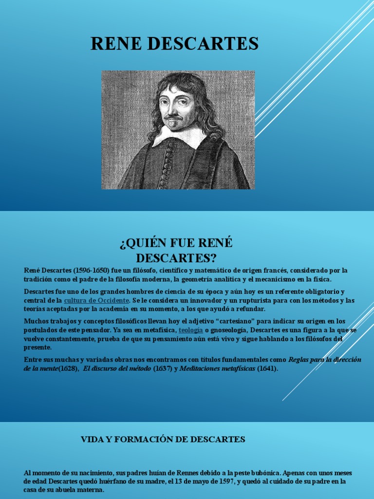 René Descartes: Vida y Filosofía | PDF | René Descartes | Metafísica