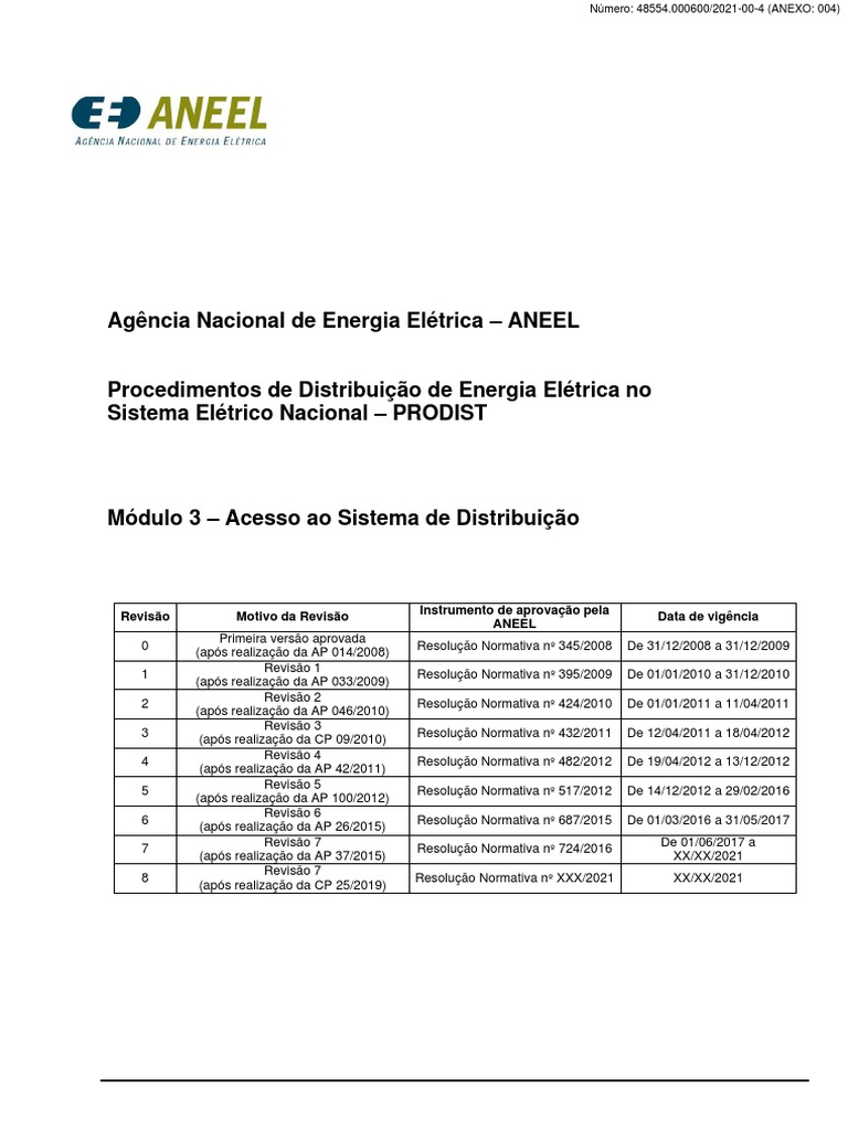 Aneel 2020 Procedimentos De Distribuição De Energia Elétrica No Sistema