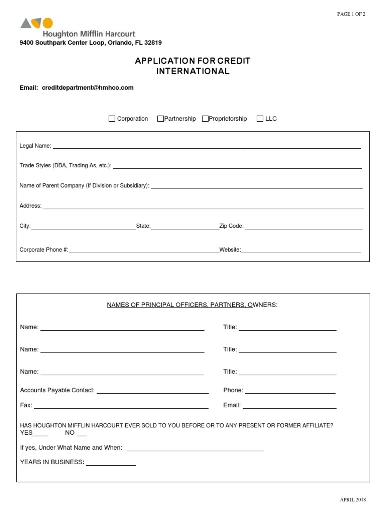International Credit Application | PDF